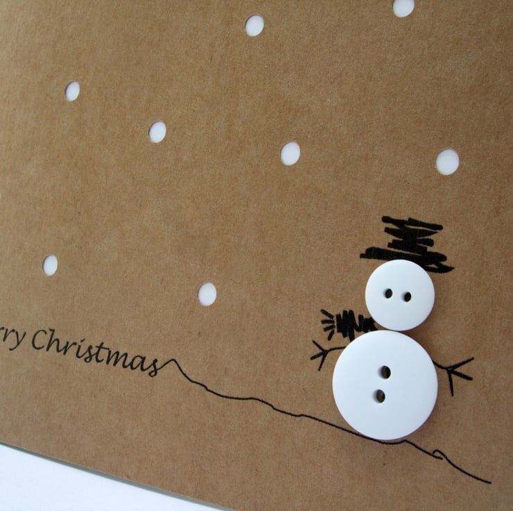 Button Snowman Christmas Card - Folksy