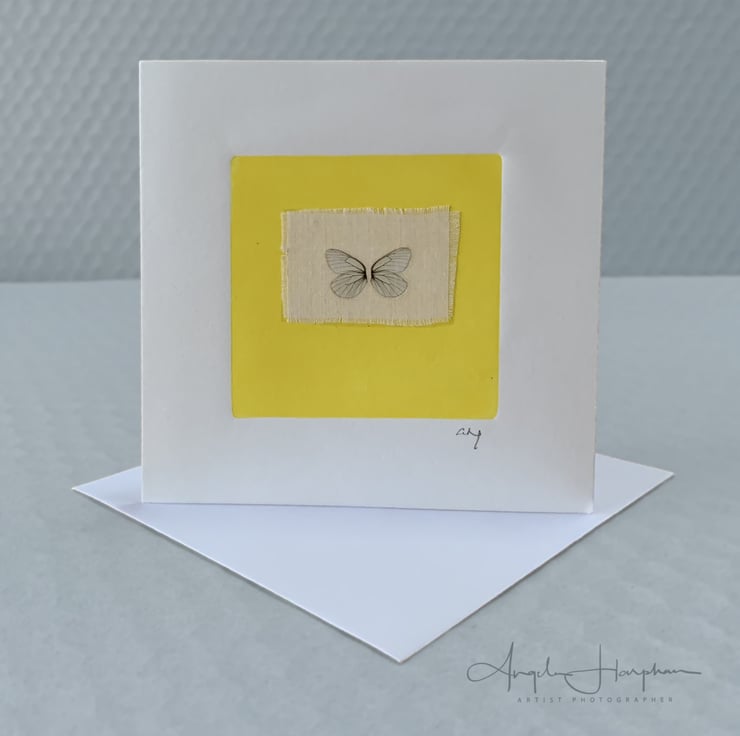 Square Blank Card - Fine Art - Yellow Lino Prin... - Folksy