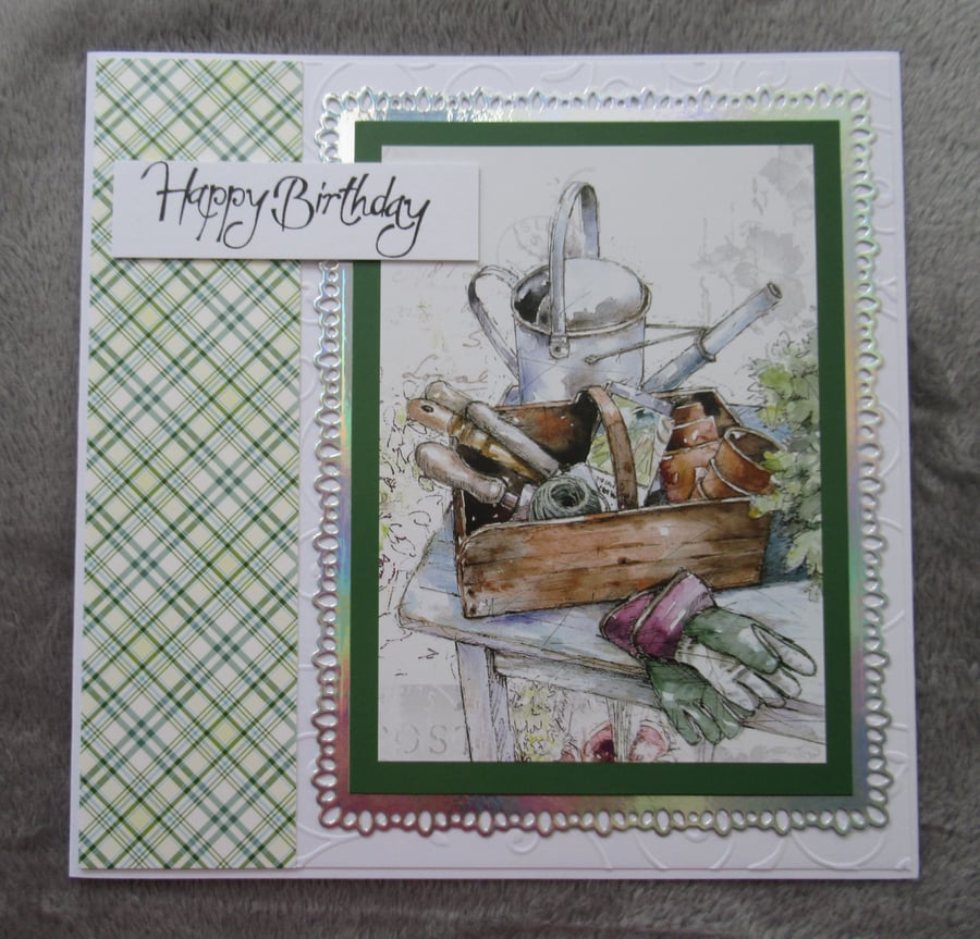 Gardening Tools Large Birthday Card - Folksy