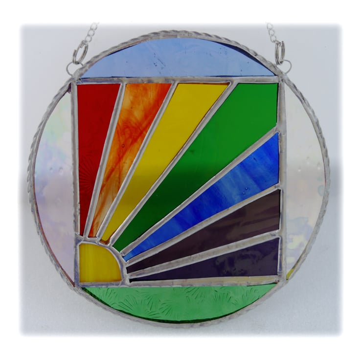 Rainbow Weather Suncatcher Stained Glass Handma... - Folksy
