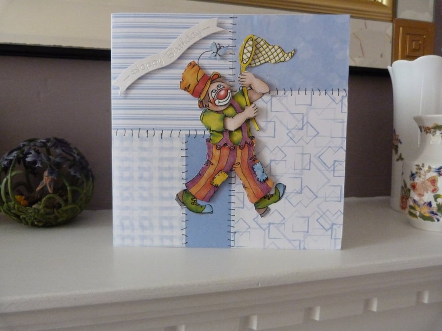 Fun Clown card - Folksy