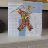 Fun Clown card - Folksy