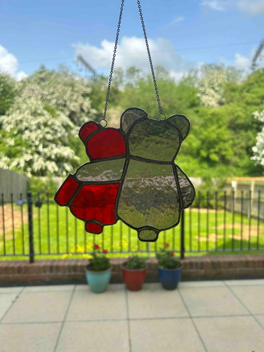 Intimate stained glass bear hug in Tiffany Style - Folksy