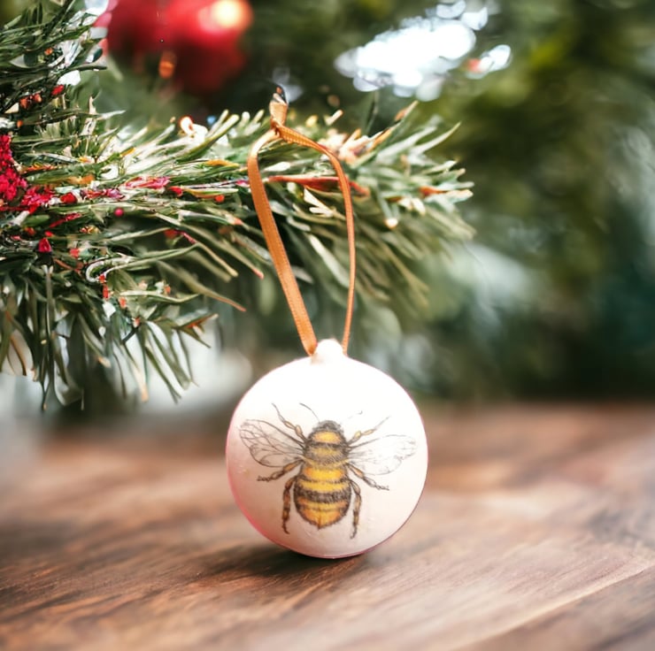 Bumble Bee Ceramic Bauble, Hanging Christmas De... - Folksy