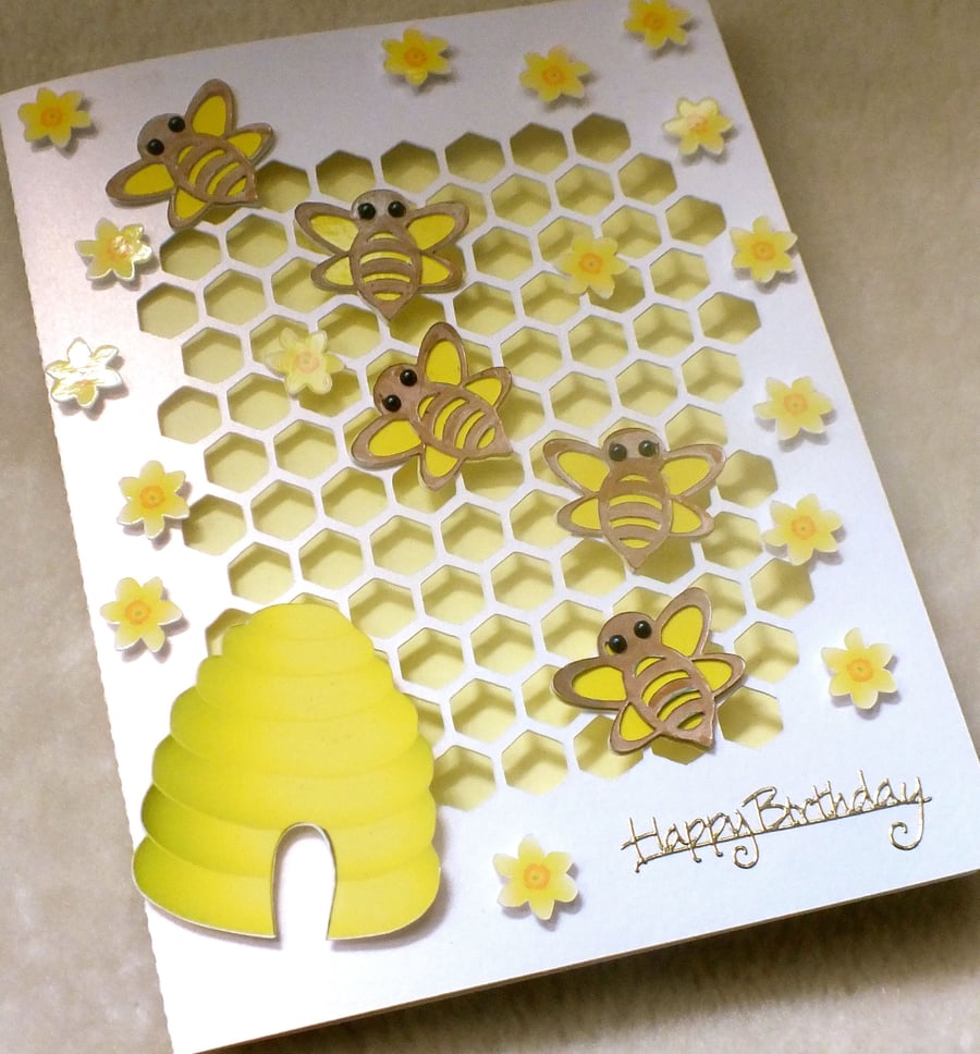 Handmade Birthday Bees Card - Folksy