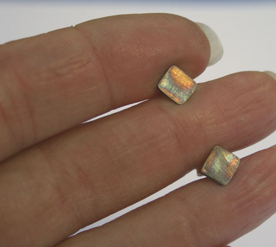Eco Silver Recycled Silver Square Stud Earring... - Folksy