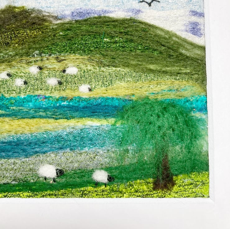 Country Landscape textile picture, sheep grazin... - Folksy