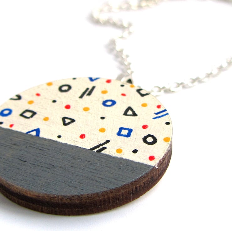 Hand Painted Mini Geometric Shape Pattern Circl... - Folksy