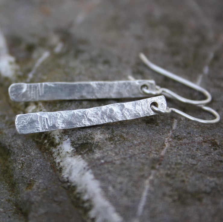 Notched Pins ,oxidised silver earrings - Folksy