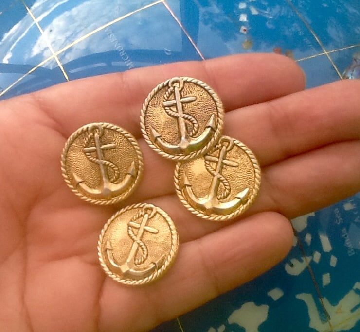 Set of 4 Marine Themed Vintage Buttons! - Folksy