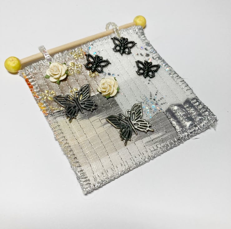 Miniature butterfly picture with quilted patchw... - Folksy