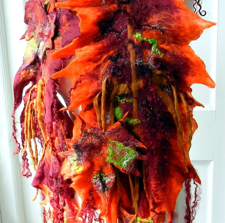 FELTED SCARF ---100%MERINO WOOL--AUTUMN KISS- - Folksy