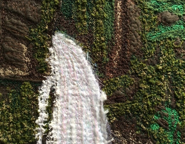 Embroidered waterfall landscape. - Folksy