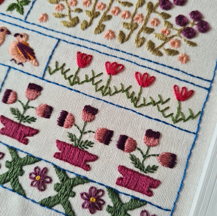 Spring Sampler Hand Embroidery PDF Pattern - Folksy
