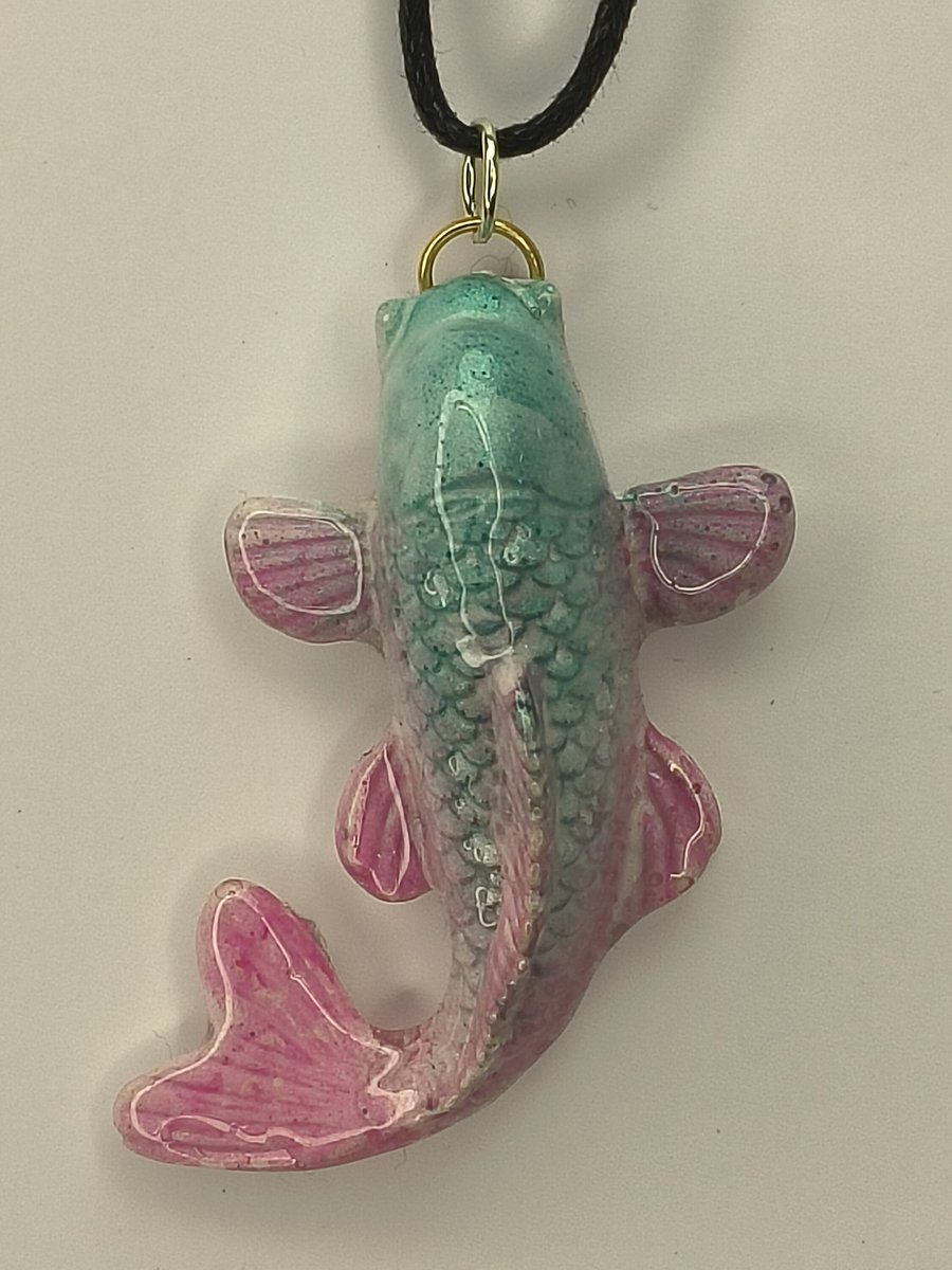 Koi fish shimmery Resin Pendant - Folksy