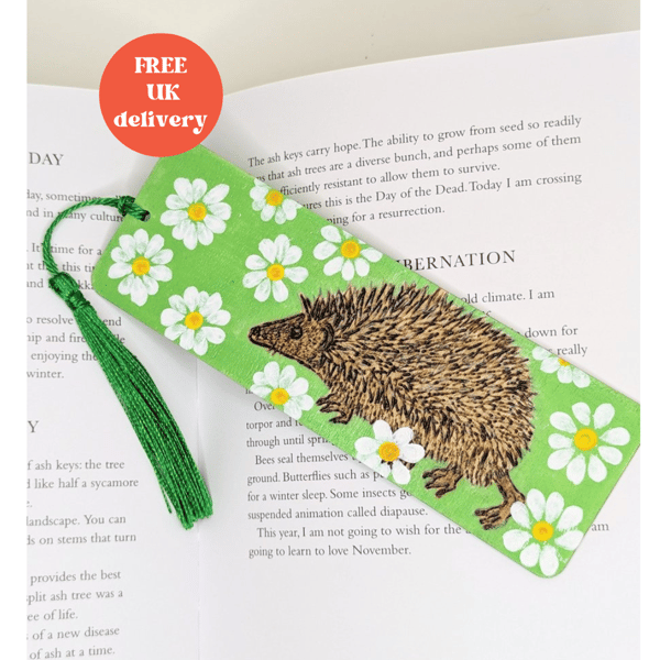 Hedgehog wooden bookmark, pyrography gift for a... - Folksy