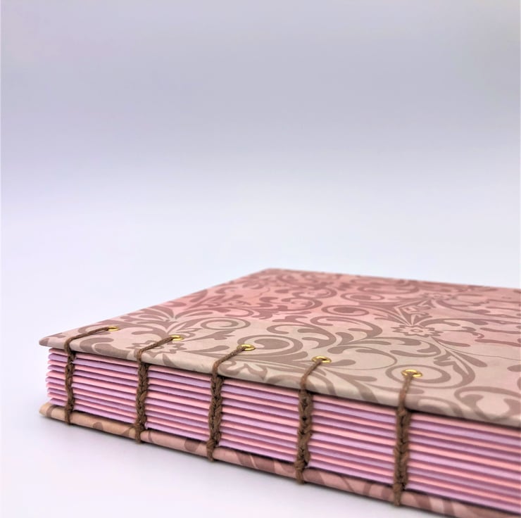 Pink and Lilac paisley A5 notebook - Folksy