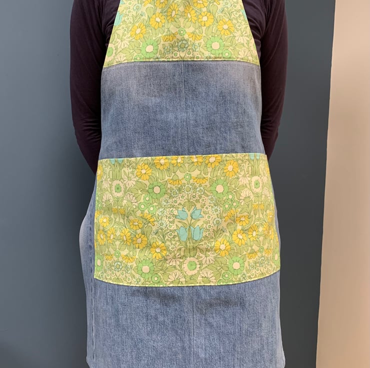 Daisy Chain and reclaimed denim apron - Folksy