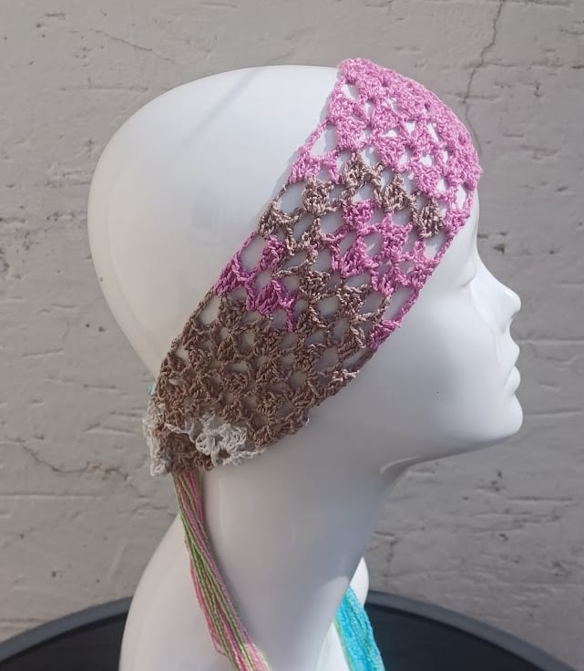 Summer head scarf, crochet beach headband, mult... - Folksy