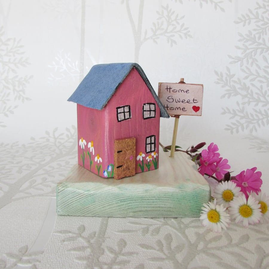 Wooden House with Sign - Folksy
