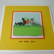 Quilled rabbits Get Well Soon card - Folksy