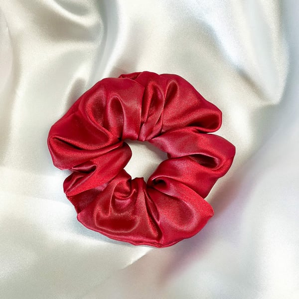 Red Scrunchie - Hair Accessories - Big Satin Sc... - Folksy
