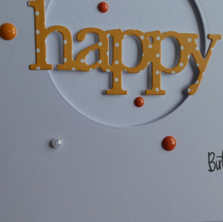Happy Birthday Card - Orange and White Polka Dot - Folksy