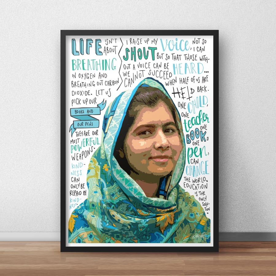 Malala Yousafzai INSPIRED Poster, Print with In... - Folksy