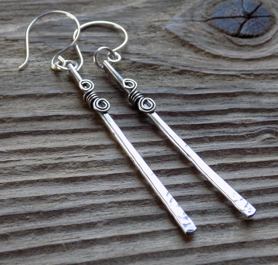 Sterling silver hand forged wire wrapped dangle... - Folksy