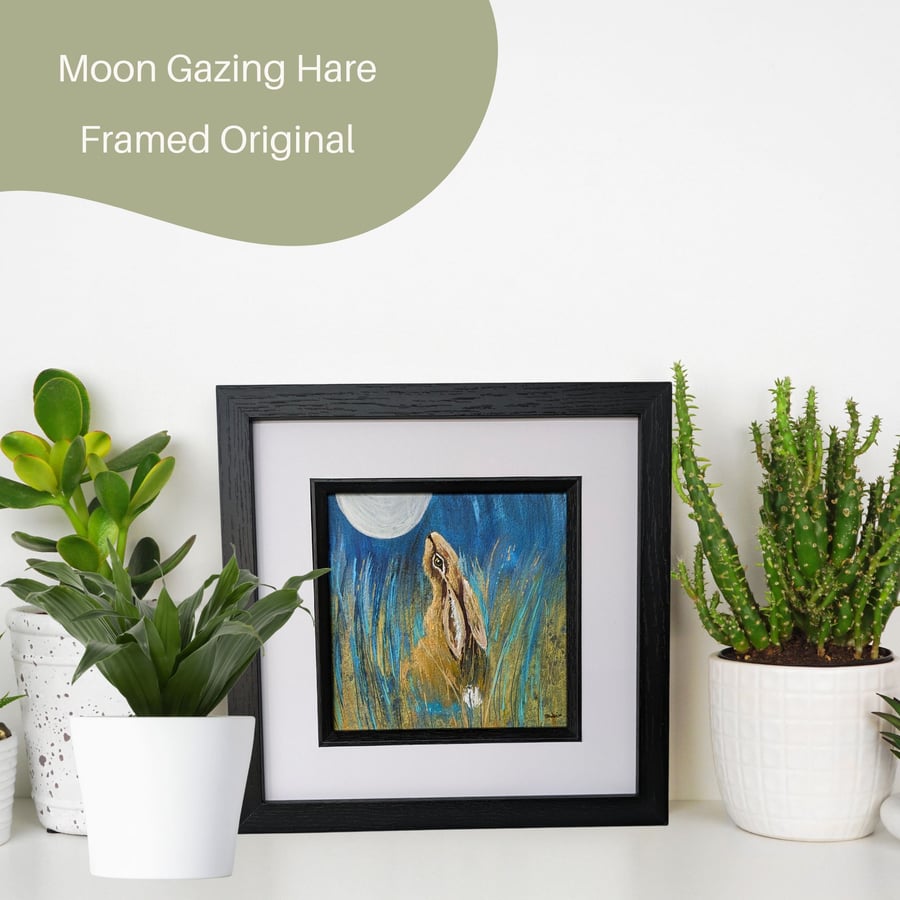 Original Paintings Moon Gazing Hare - Folksy