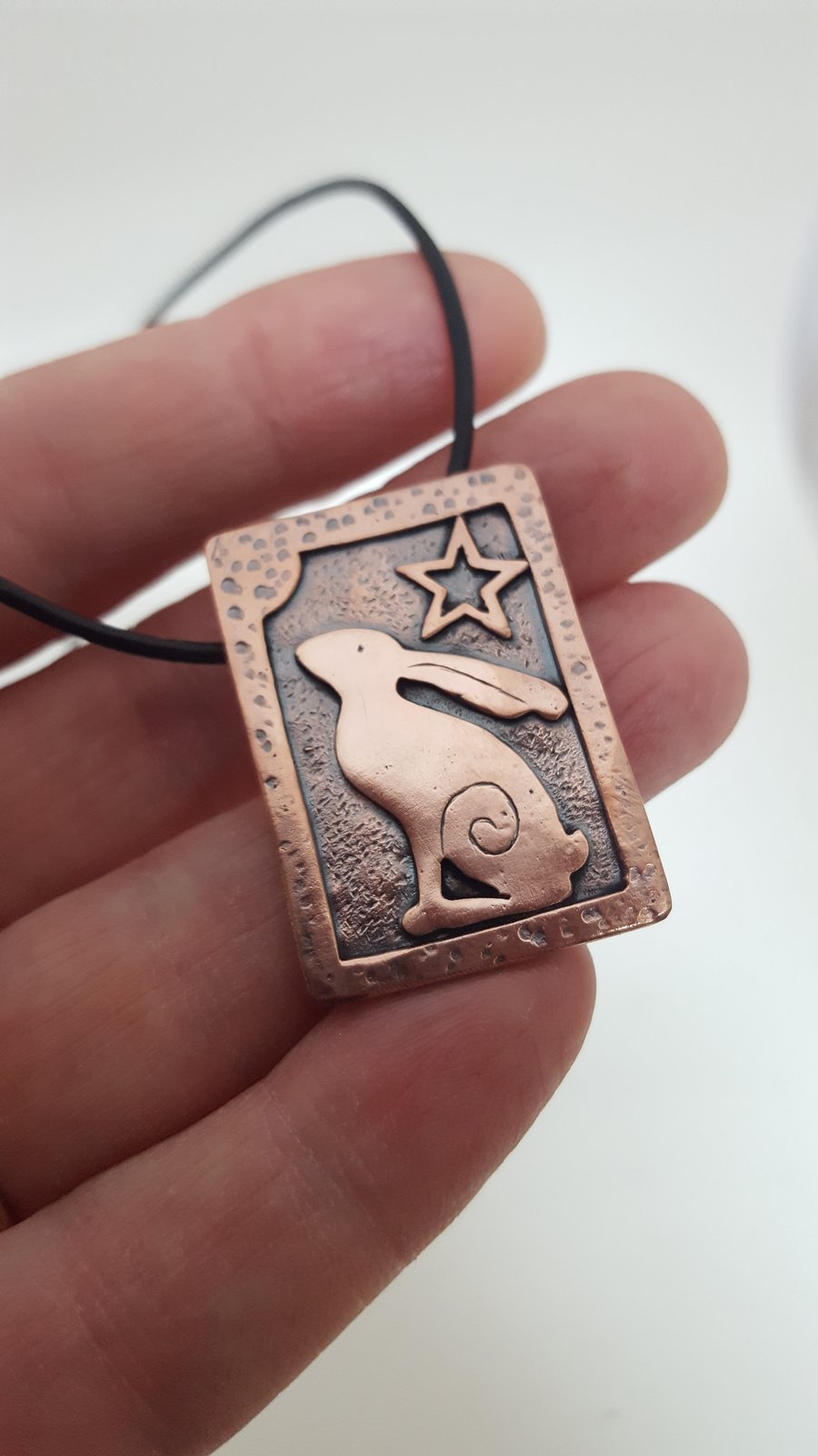 Star Gazey Hare Copper Pendant - Folksy