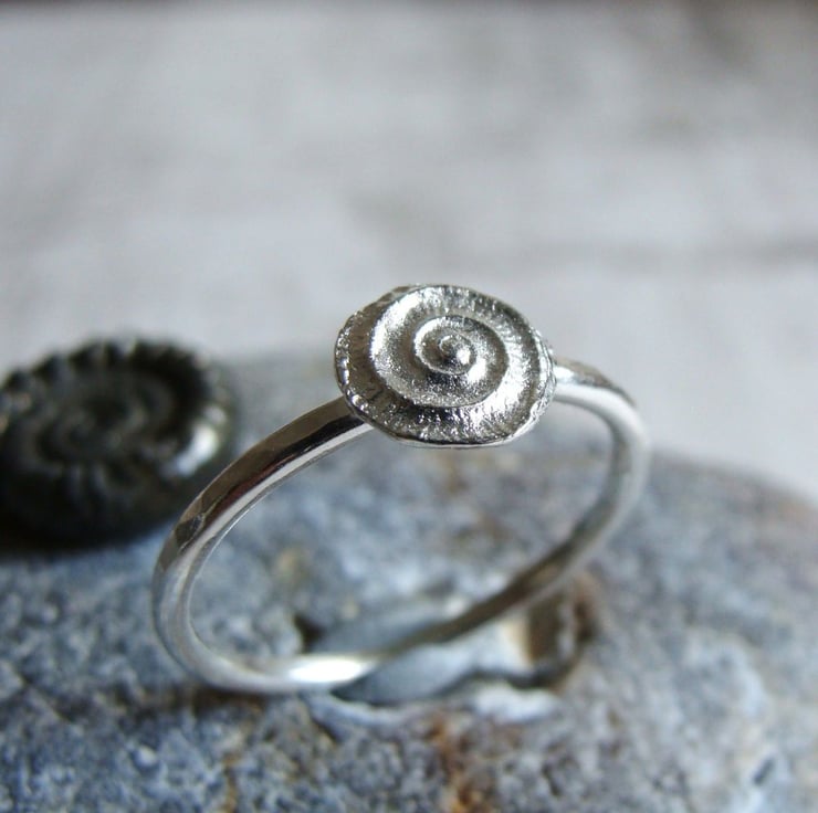 Silver Ammonite Stack Ring - Hammered Stacking ... - Folksy