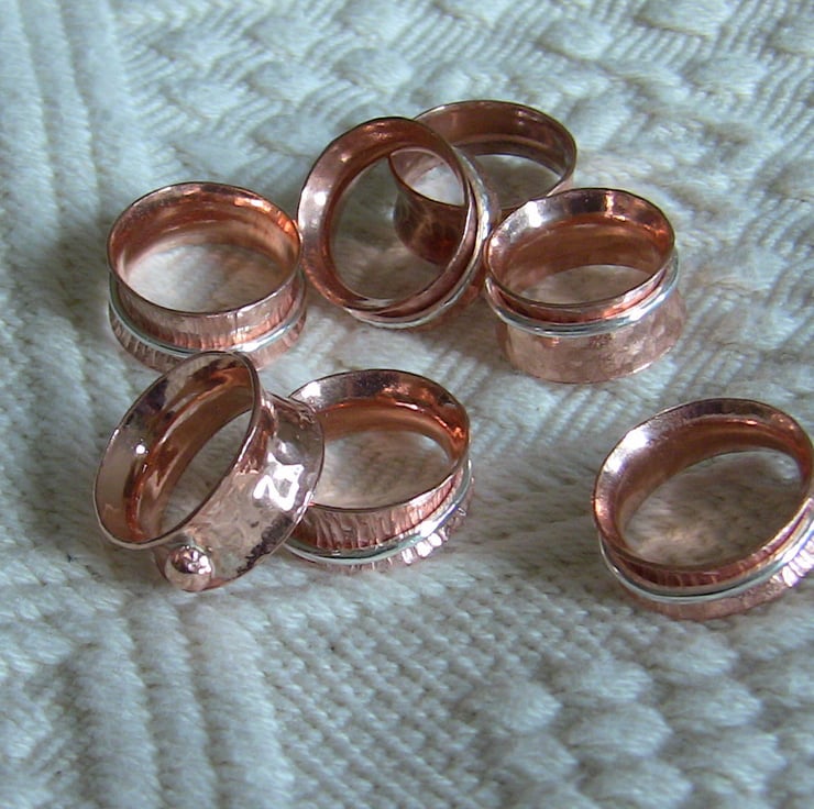 Hammered Copper Anticlastic Ring with Granulati... - Folksy