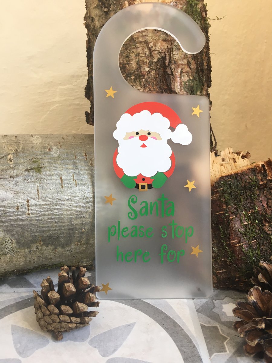 Santa Stop here door Hanger, room Decoration,Pe... - Folksy
