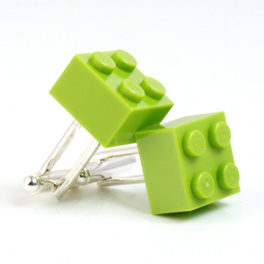 Lego Lime Green Brick Cufflinks - Folksy