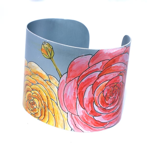 Painted roses cuff - Folksy