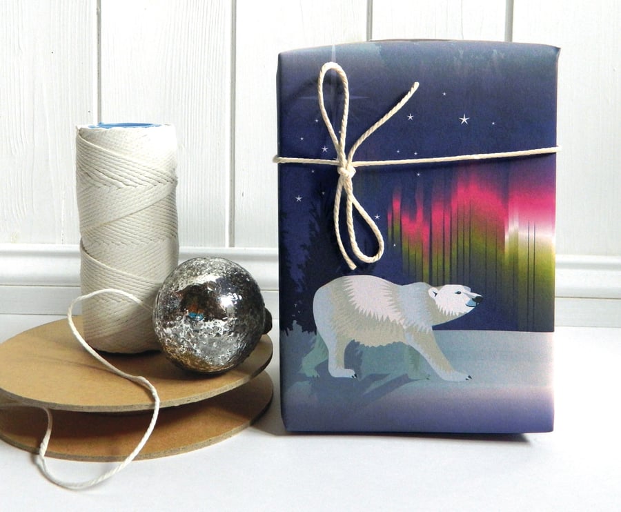 Arctic Woodland Polar Bear Christmas Gift Wrap - Folksy