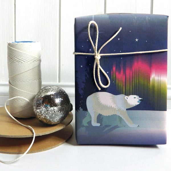 Arctic Woodland Polar Bear Christmas Gift Wrap - Folksy