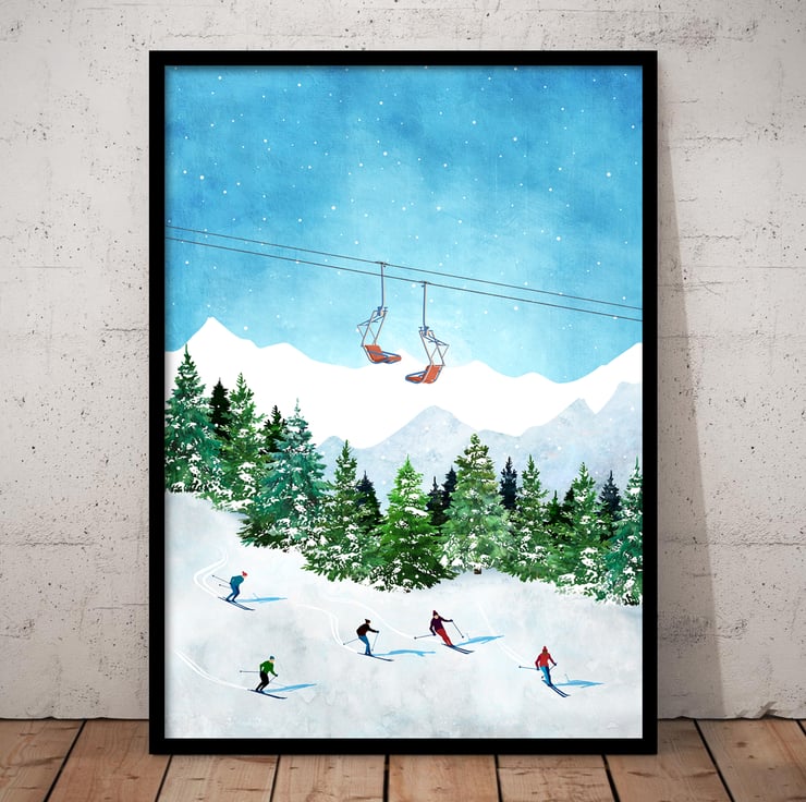 Ski Print, Skiing Print, Ski Gift Print, Ski Wa... - Folksy