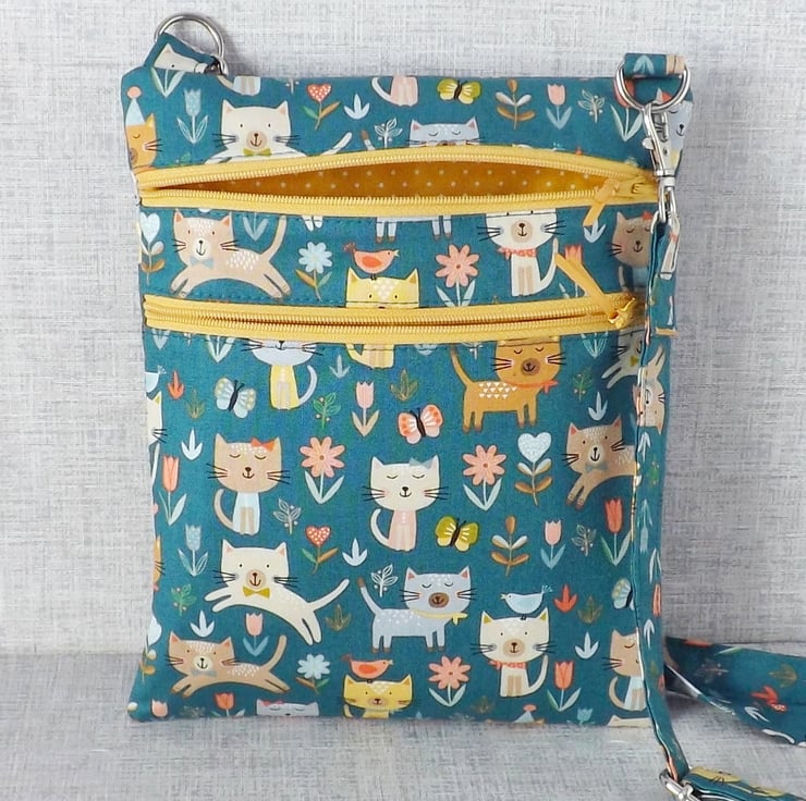 Cross body bag, dog walking bag, phone bag, cats - Folksy