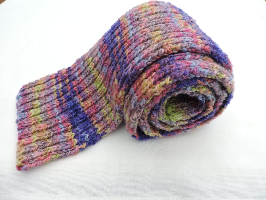 Scarf in Chunky Multicoloured Acrylic Yarn - Folksy