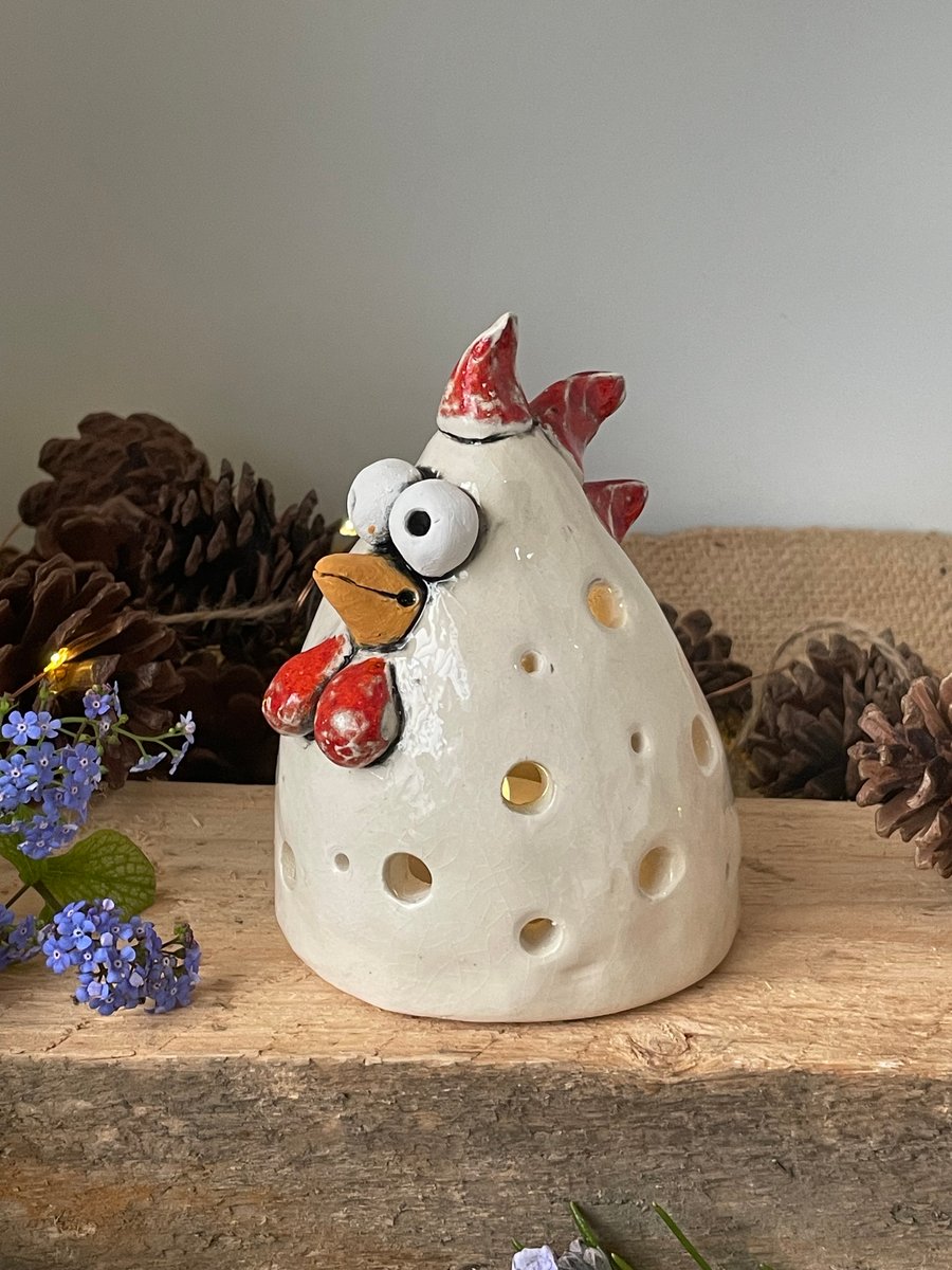 Handmade ceramic chicken nightlight, decorative... - Folksy