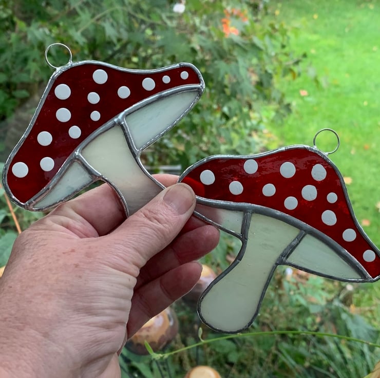 Stained Glass Toadstool Suncatcher - Handmade W... - Folksy