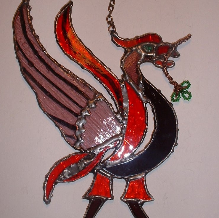 Stained Glass Liver Bird Suncatcher Wall Decora... - Folksy