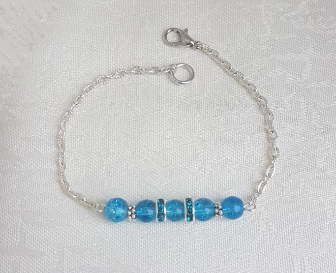 Gorgeous Blue Bead and Chain Bracelet - Folksy