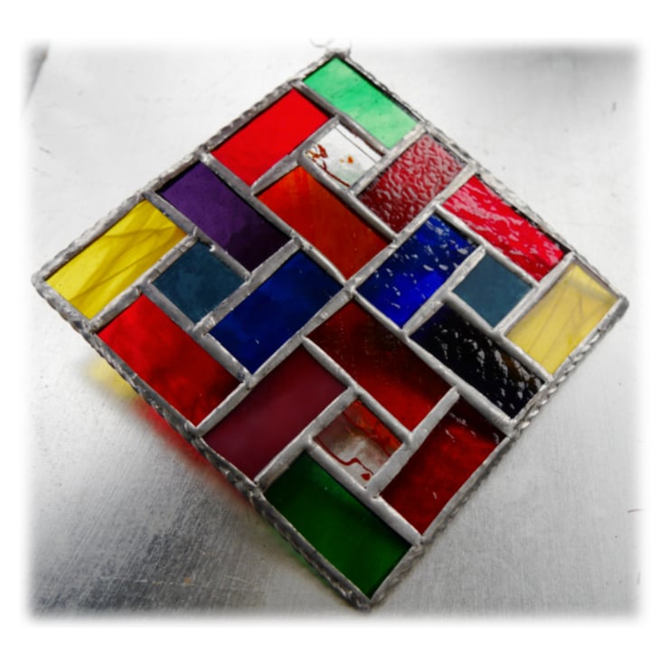 Colour Block Stained Glass Suncatcher Rainbow - Folksy
