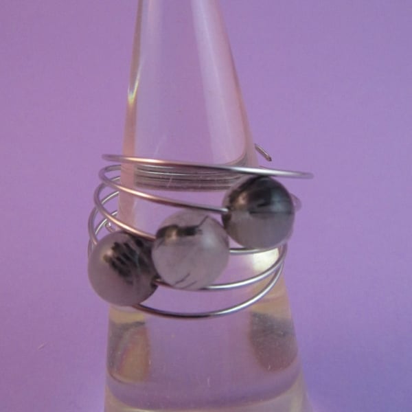 Dark Rutile Quartz Silver Memory Wire Ring, Qua... - Folksy