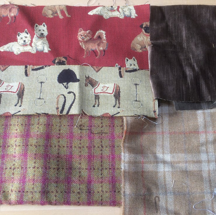 Pug Dog Horse Tweed Brown Red PInk DIY Patchwor... - Folksy