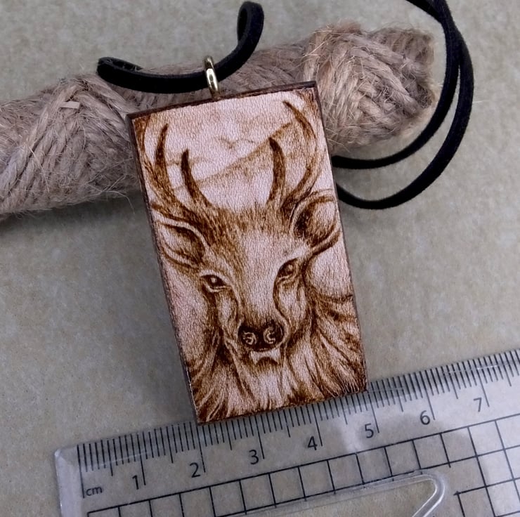 Majestic Stag Pendant, Wood Pyrography Deer Nec... - Folksy