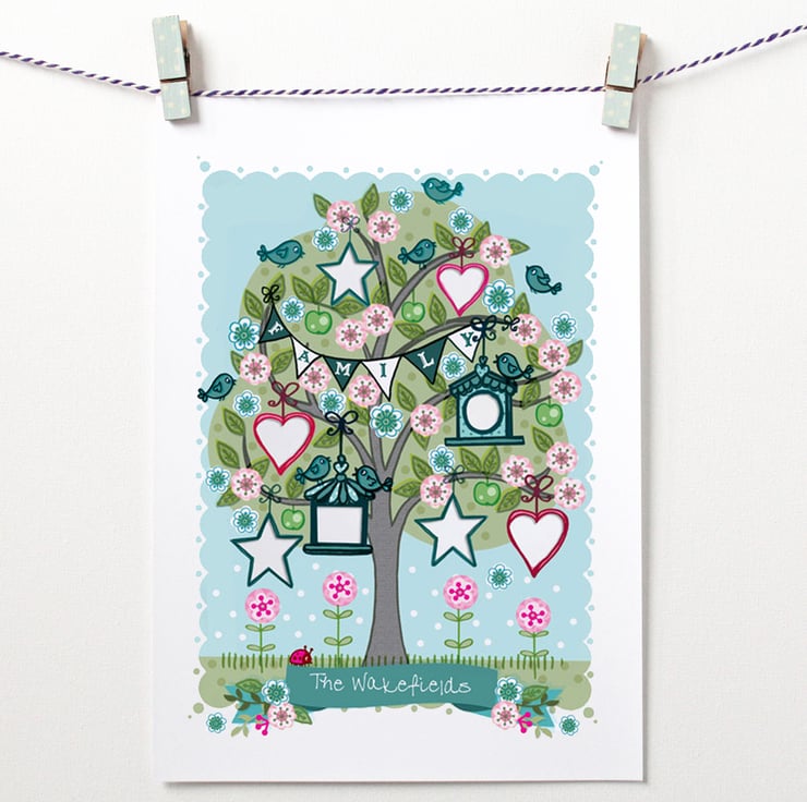 Personalised 'Spring Family Tree' Illustration ... - Folksy